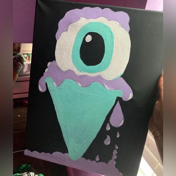 Art | Two Original Paintings Of Eyeball In A Ice Cream Cone | Poshmark